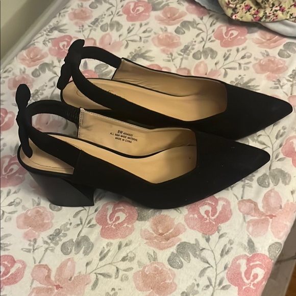Cato | Shoes | Cato Black Suede Slingback Heels 8 Wide | Poshmark